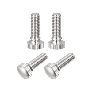 uxcell knurled thumb screws, m6x16mm brass shoulder bolts grip knobs fasteners, nickel plated 4pcs