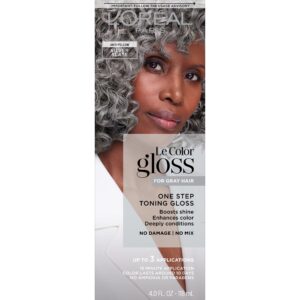 l'oreal paris le color gloss one step toning gloss, in-shower hair toner with deep conditioning treatment formula for gray hair, silver slate, 1 kit