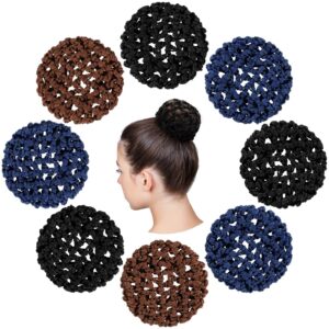 ballet hair bun covers and nets - 8 pieces invisible hair nets for dance, women, and girls (simple style)