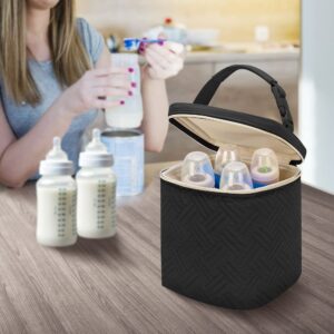 Fasrom Breastmilk Cooler Bag with Ice Pack Fits 4 Large Baby Bottles up to 9 Ounce, Insulated Baby Bottle Bag for Nursing Moms Daycare or Travel, Easily Attaches to Stroller, Black (Patent Design)