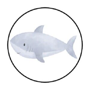 48 pcs shark ocean sea​​ stickers envelope seals labels round tags, stamps sticker for gift cards, envelopes, boxes for holiday, birthday, christmas