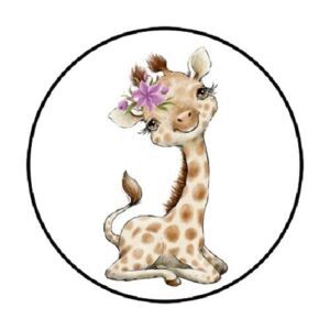 48 pcs giraffe jungle animal​​ stickers envelope seals labels round tags, stamps sticker for gift cards, envelopes, boxes for holiday, birthday, christmas