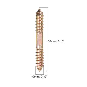 uxcell 10x80mm Hanger Bolts, 12pcs Double Ended Self-Tapping Thread Wood to Wood Dowel Screws for Wood Connecting