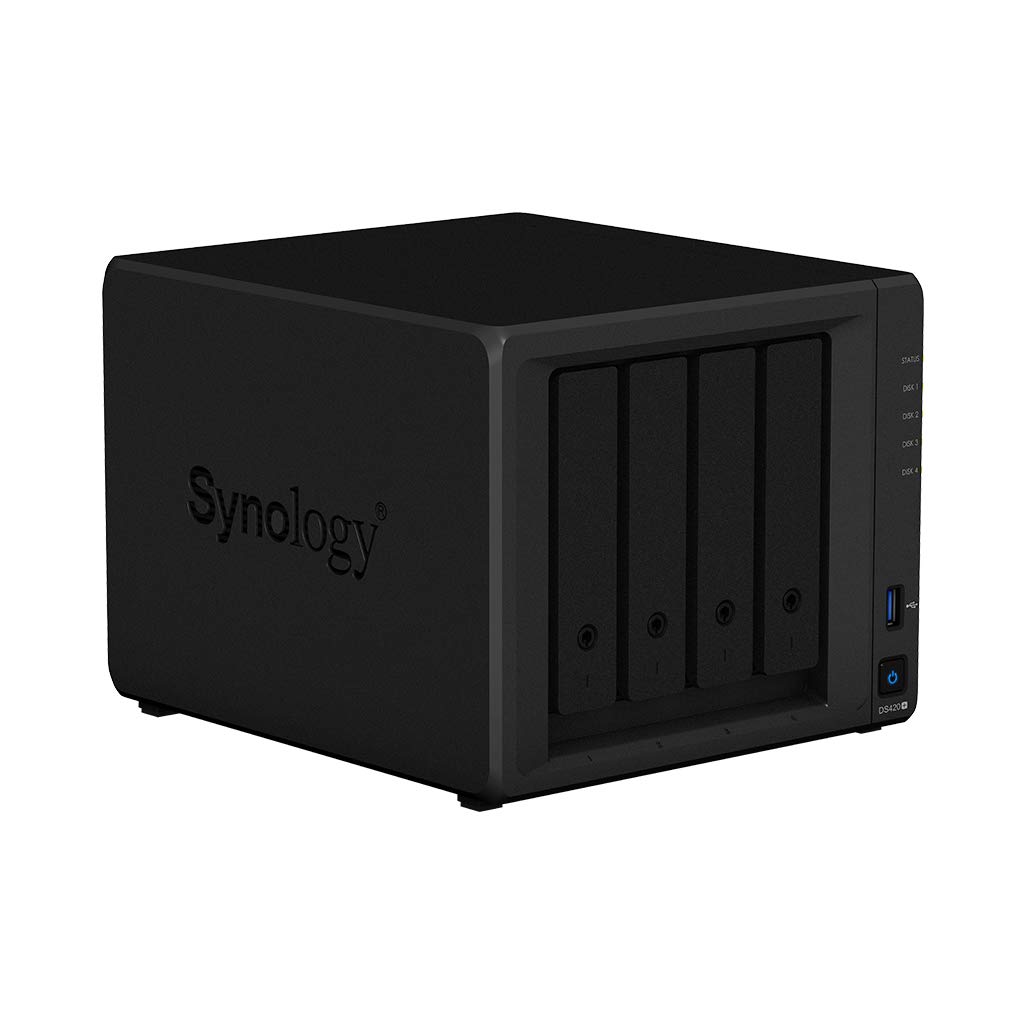 Synology DiskStation DS420+ NAS Server with Celeron 2.0GHz CPU, 6GB Memory, 72TB HDD Storage, 1TB M.2 NVMe SSD, 2 x 1GbE LAN Ports, DSM Operating System