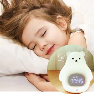 XENYYI Bear Lamp - Night Light with Alarm Clock, Remote Control, and 7 Light Modes，Nursery Night Light，Motion Activated Night Light，Silicone Portable Nursery Lamp