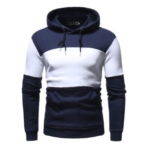 maiyifu-gj men's patchwork slim fit hoodies color block sport hooded sweatshirt long sleeve contrast color pullover hoodie (dark blue,4x-large)