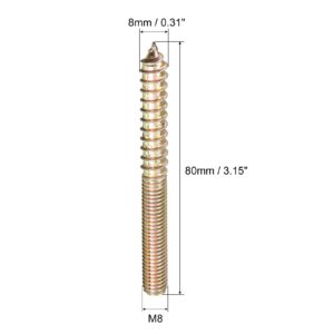 uxcell M8x80mm Hanger Bolts, 12pcs Double Ended Thread Dowel Screws for Wood Furniture Connecting