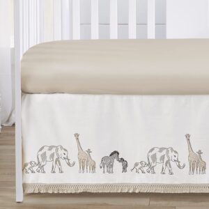 Sweet Jojo Designs Jungle Safari Animals Baby Boy Girl Nursery Crib Bedding Set Beige Brown Taupe Black and White Gender Neutral Animal Elephant Giraffe Wildlife Adventure Serengeti