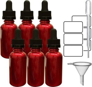 dropper bottles wine red glass, for essential oil, eye dropper - tincture, leak proof, travel, liquid. 1 oz