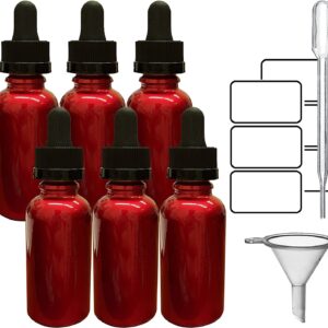 Dropper Bottles Wine Red Glass, for Essential Oil, Eye dropper - Tincture, Leak Proof, Travel, Liquid. 1 oz