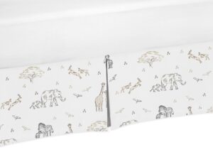 sweet jojo designs jungle safari animals boy girl baby crib bed skirt nursery dust ruffle brown beige taupe black and white gender neutral animal elephant giraffe wildlife adventure zebra serengeti