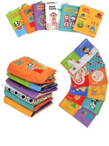 kids melody baby non-toxic cloth book set, crinkle books with rustling sound - pack of 6