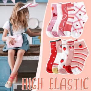 Bencailor 20 Pairs Cartoon Pattern Crew Socks Cute Patterns Ruffle Crew Socks Cotton Cute Socks for Kids Girls (Ages 6-8)