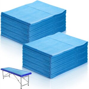 deayou 40 pcs spa bed sheets, non woven fabric bed cover for tattoo, hotel, esthetician, 31" x 70", oil-proof, blue