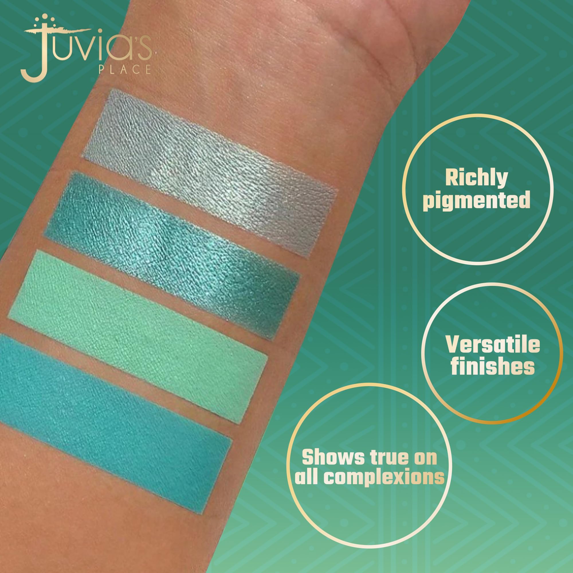 Juvia's Place Rebel Quad Mint Eyeshadow Palette - Shades of 4, Professional Eye Makeup, Pigmented Eyeshadow Palette, Makeup Palette for Eye Color & Shine, Pressed Eyeshadow Cosmetics