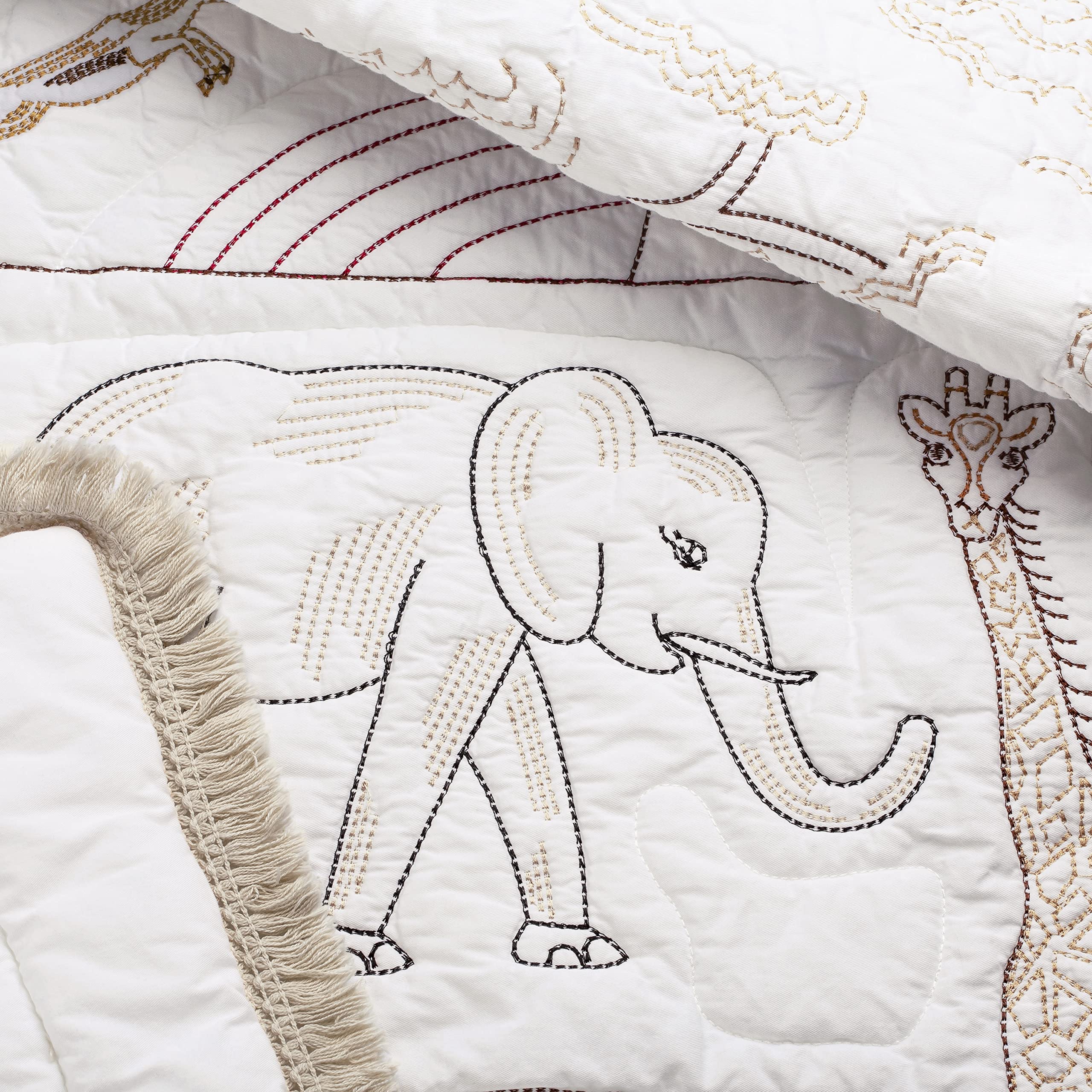 Sweet Jojo Designs Jungle Safari Animals Baby Boy Girl Nursery Crib Bedding Set Beige Brown Taupe Black and White Gender Neutral Animal Elephant Giraffe Wildlife Adventure Serengeti