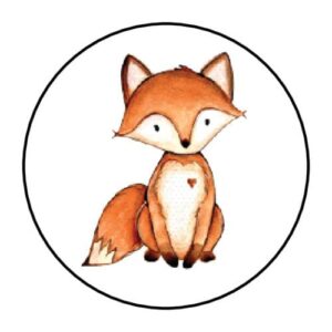 30 pcs woodland animal fox birthday baby​ stickers envelope seals labels round tags, stamps sticker for gift cards, envelopes, boxes for holiday, birthday, christmas