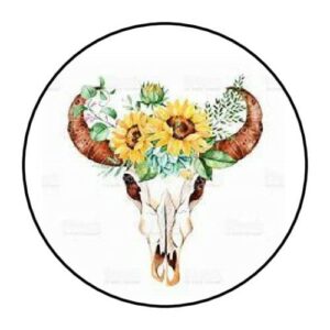 48 pcs boho western cattle skull​​​​​​​​​​​​​​​​​​​​​​​​​​​​ stickers envelope seals labels round tags, stamps sticker for gift cards, envelopes, boxes for holiday, birthday, christmas