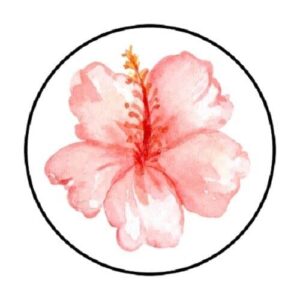 48 pcs hawiian flower hibiscus​​​​​​ stickers envelope seals labels round tags, stamps sticker for gift cards, envelopes, boxes for holiday, birthday, christmas