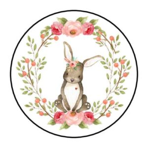 30 pcs woodland girl bunny birthday baby​​​​​​​​​​ stickers envelope seals labels round tags, stamps sticker for gift cards, envelopes, boxes for holiday, birthday, christmas