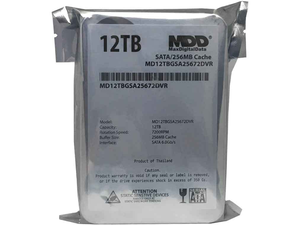 MDD 12TB 7200 RPM 256MB Cache SATA 6.0Gb/s 3.5inch Internal Hard Drive for Surveillance Storage (MD12TBGSA25672DVR) - 3 Years Warranty