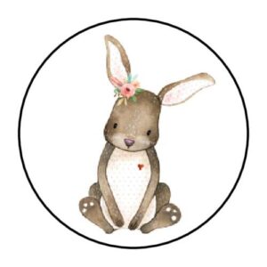 30 pcs woodland animal girl bunny baby​​​​​​​​​ stickers envelope seals labels round tags, stamps sticker for gift cards, envelopes, boxes for holiday, birthday, christmas