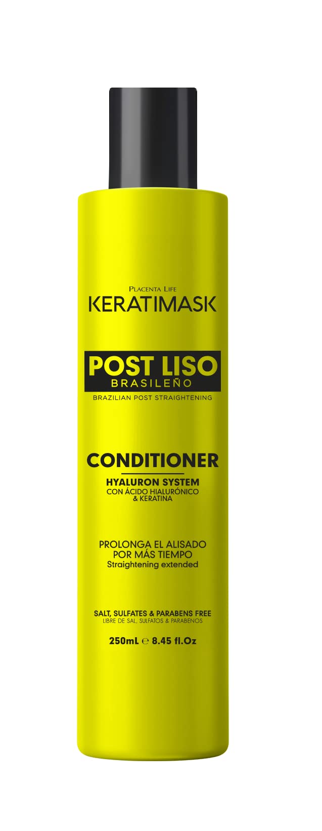 PLACENTA LIFE KERATIMASK Brazilian Straightening Post Kit ( Shampoo (250ml) + Conditioner (250ml) + Heat Protector. Keep Make Your Straightening Last Much Longer