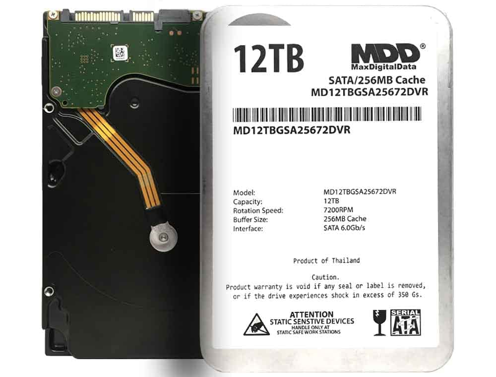 MDD 12TB 7200 RPM 256MB Cache SATA 6.0Gb/s 3.5inch Internal Hard Drive for Surveillance Storage (MD12TBGSA25672DVR) - 3 Years Warranty