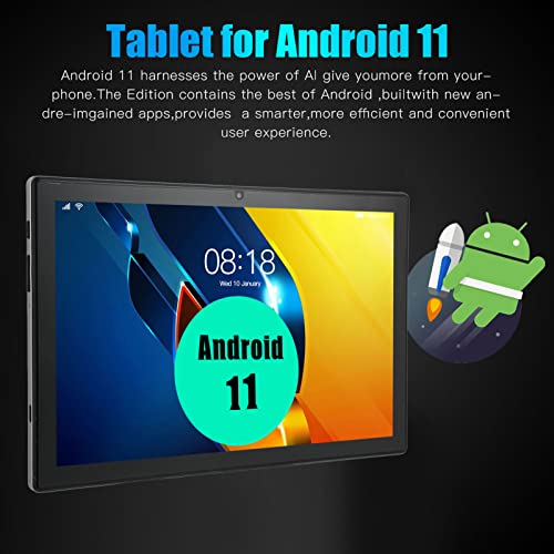 PUSOKEI 10in Tablet for Android 11,1920x1200 IPS HD Display,MT6755 8 Core CPU,6GB 128GB Memory,4G Calling,Dual SIM Card Slot,2.4G 5G Dual Band WiFi Tablet PC(Grey)