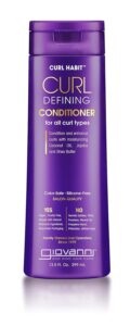 giovanni curl habit curl defining conditioner - conditioner curly hair, condition & enhance curls with coconut oil, jojoba, & shea butter, vegan, cruelty-free, silicone free curl conditioner - 13.5 oz