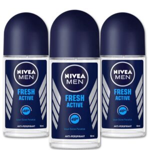 nivea men anti perspirant roll on, fresh active longlasting freshness ocean extracts, 48 hour protection, 1.7 ounce (pack of 3)