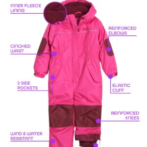 Wippette Baby Girls’ Snowsuit – Waterproof Insulated Fleece Lined Pram Snowmobile Ski Suit Coveralls (18M-6X), Size 5/6, Pink