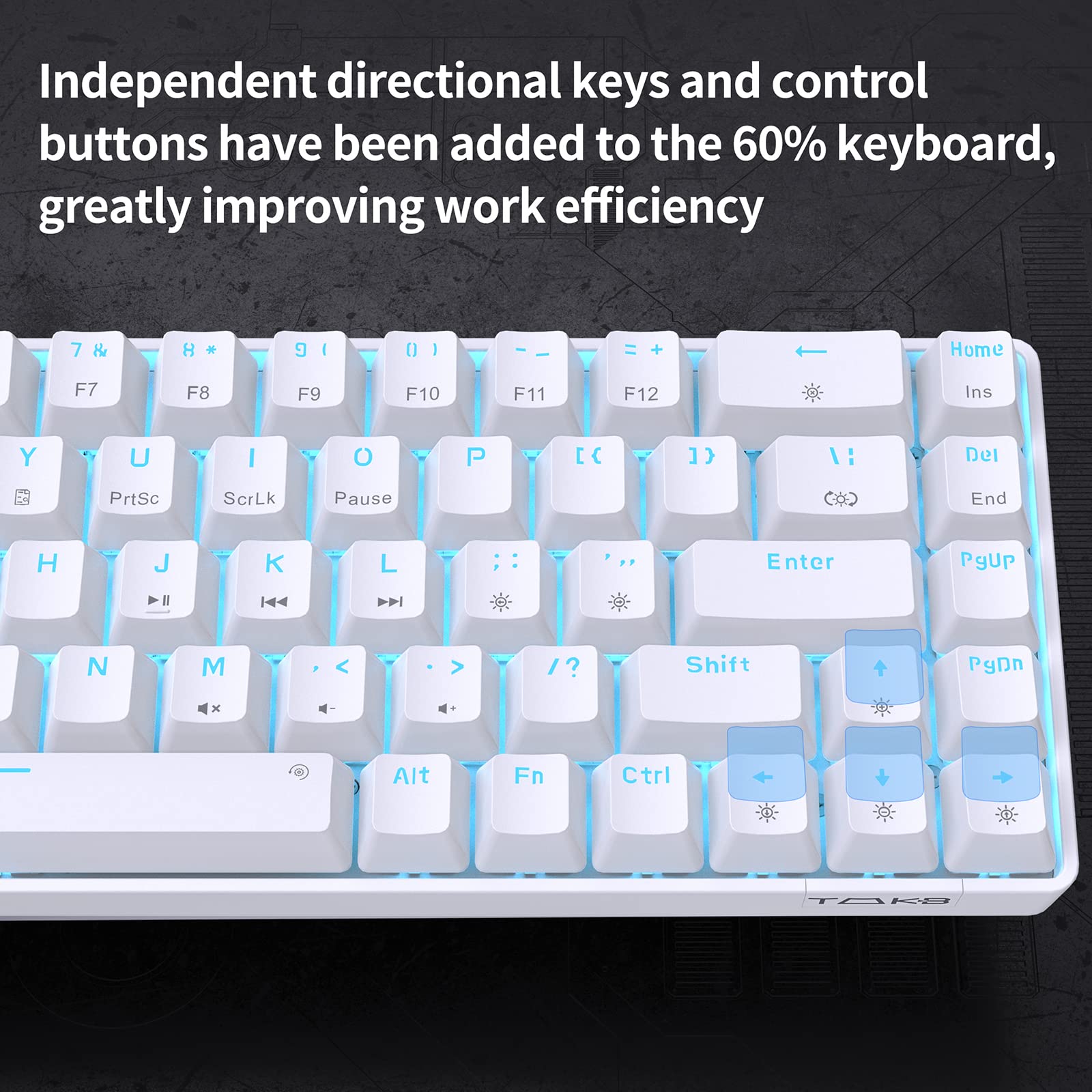 DIERYA T68SE 60% Gaming Mechanical Keyboard,Ultra Compact Mini 68 Key with Blue Switches Wired Keyboard,Anti-Ghosting Keys, for Windows Laptops and PC Gamers,White