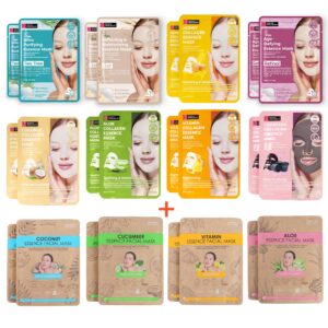 innerest original derma beauty collagen face masks 24 pk face mask skin care collagen essence sheet masks assortment set for beauty & personal care korean face mask