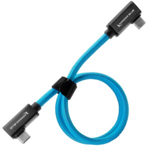 kondor blue 20" straight usb c 3.1 gen 2 10 gb/s 100w | dual right angle braided cable for 8k data and power delivery