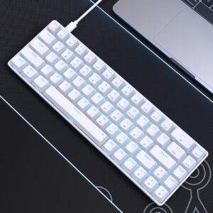 DIERYA T68SE 60% Gaming Mechanical Keyboard,Ultra Compact Mini 68 Key with Blue Switches Wired Keyboard,Anti-Ghosting Keys, for Windows Laptops and PC Gamers,White