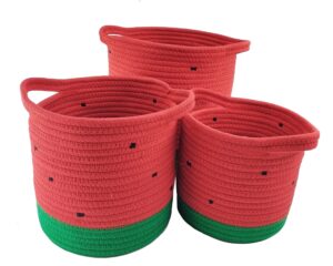 watermelon cotton rope storage basket pack of 3 for organizing novelty gift fruit basket large picnic basket room decor