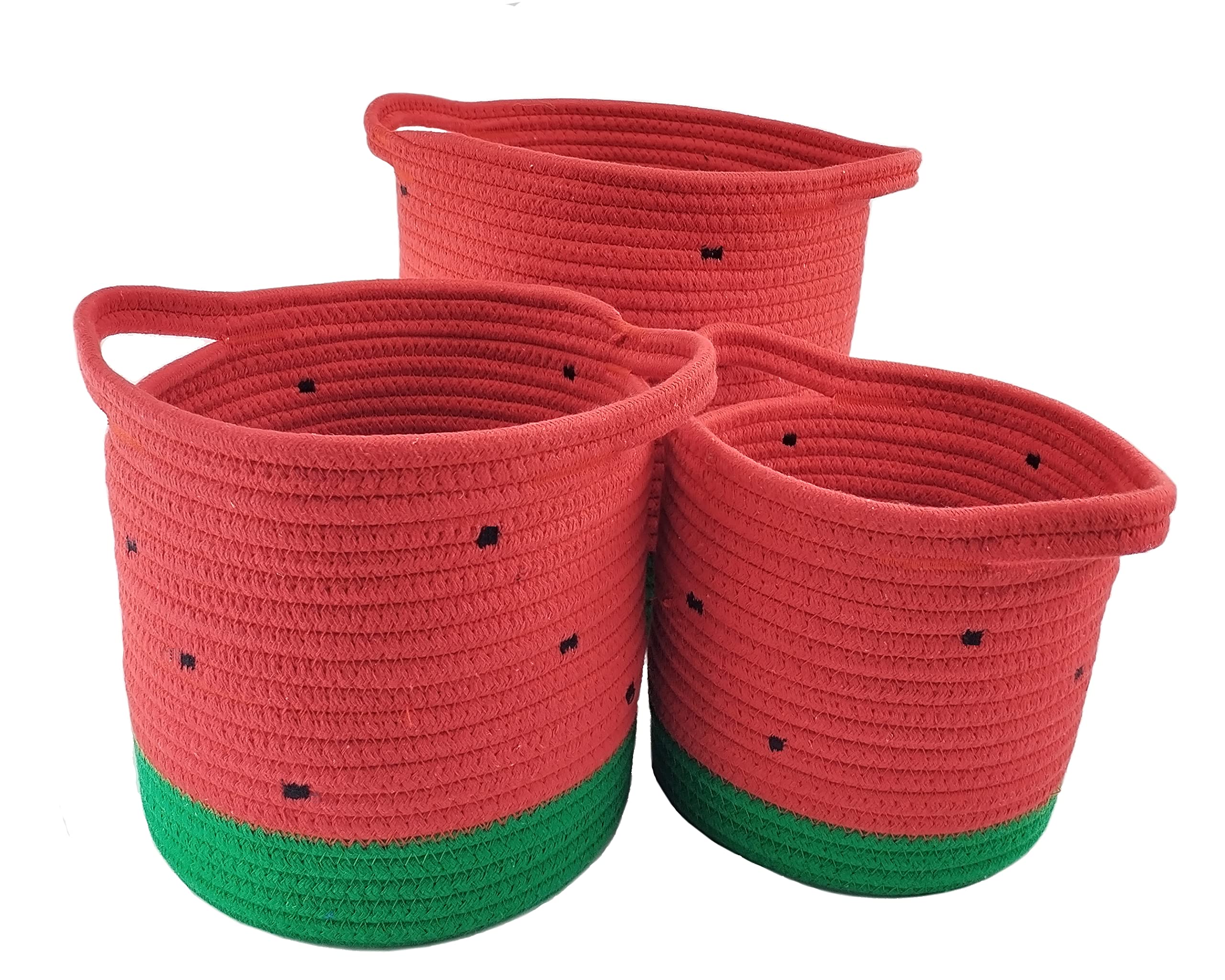 Watermelon Cotton Rope Storage Basket Pack of 3 for Organizing Novelty Gift Fruit Basket Large Picnic Basket Room Decor