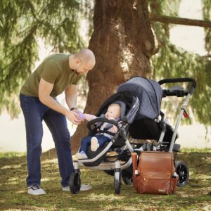 Hannah & Sophia Soho Traverse Baby Diaper Bag Backpack in Brown Leather