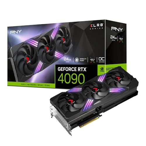 PNY GeForce RTX™ 4090 24GB XLR8 Gaming Verto™ Epic-X RGB™ OC Triple Fan Graphics Card DLSS 3 (ARGB, 384-bit, PCIe 4.0, GDDR6X, Supports 4k, Anti-Sag Bracket, HDMI/DisplayPort)