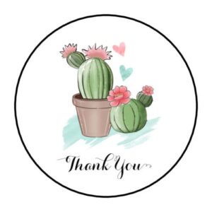 30 pcs thank you cactus​​​​​​ ​stickers envelope seals labels round tags, stamps sticker for gift cards, envelopes, boxes for holiday, birthday, christmas