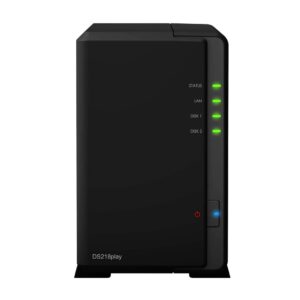 synology diskstation ds218play nas server with rtd1296 1.4ghz cpu, 1gb memory, 8tb ssd storage, 1 x 1gbe lan port, dsm operating system