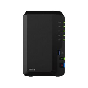 synology diskstation ds220+ nas server with celeron 2.0ghz cpu, 6gb memory, 8tb ssd storage, 2 x 1gbe lan ports, dsm operating system