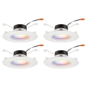 juno rb56sc rgbw mw cp4 m2 retrobasics retrofit smart led downlight, switchable 2700k - 5000k, rgbw color changing, matte white, 5 to 6 inch, 4 pack