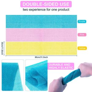 African Net Sponge Long Net Bath Sponge Exfoliating Shower Body Scrubber Back Scrubber Skin Smoother Body Exfoliating Cloth Nylon Bathing Scrubber for Men Women for Daily Use (Lake Blue Pink Yellow)