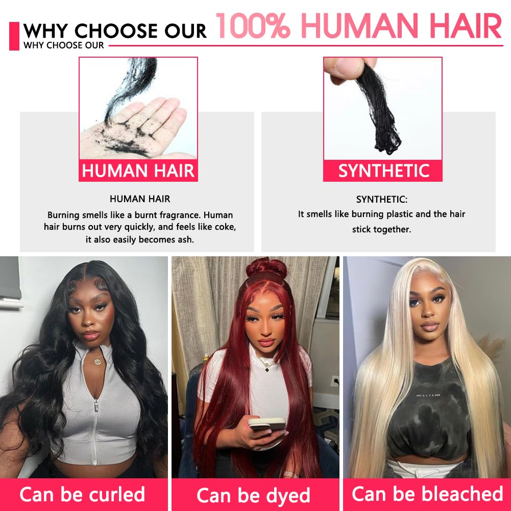 Straight Lace Front Wigs Human Hair Pre Plucked 180% Density 13x4 Frontal Wigs Human Hair 26 Inch HD Transparent Lace Wig 10A Brazilian Virgin Human Hair Wigs for Women with Baby Hair Natural Hairline