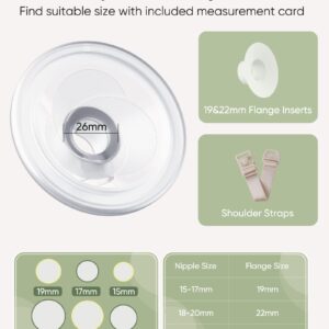 bonoch Wearable Breast Pump Hands Free, Electric Breast Pump, Portable Breast Pump, Dust Covers, Nipple Ruler, 3Modes&9Levels, Food Grade Silicone, 120min Battery, USB C Port, 19+22+26mm Flanges