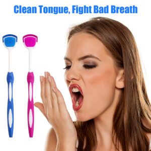 Tongue Brush, Tongue Scraper, Tongue Cleaner, Tongue Scraper Brush, Tongue Cleaner Brush, Tongue Brushes Helps Fight Bad Breath, 3 Tongue Scrapers, 3 Pack (Blue & Green & Red)