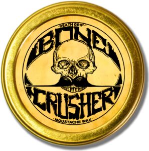 mustache wax extra strong hold | 1oz bone crusher moustache & beard wax tin | grooming for men | perfect for dali curly english handlebar mustaches by death grip | heat source required