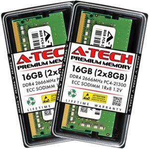 a-tech 16gb kit (2x8gb) ram for synology diskstation ds1821+ nas | ddr4 2666mhz pc4-21300 ecc sodimm 1rx8 1.2v 260-pin memory upgrade